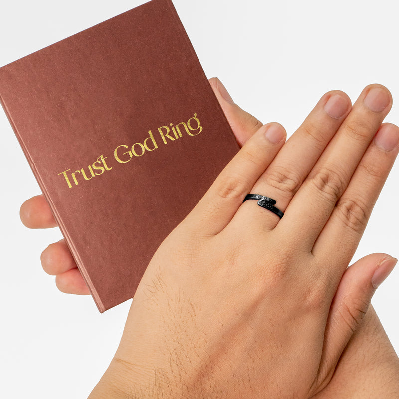 Black Trust God Ring (Adjustable size) – trustgodring